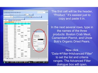 Microsoft Office Excel 2003 Sorting And Filtering | PPT