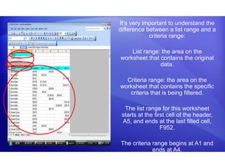 Microsoft Office Excel 2003 Sorting And Filtering | PPT