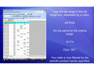 Microsoft Office Excel 2003 Sorting And Filtering | PPT