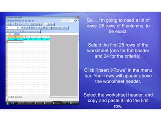 Microsoft Office Excel 2003 Sorting And Filtering | PPT