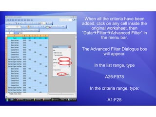 Microsoft Office Excel 2003 Sorting And Filtering | PPT