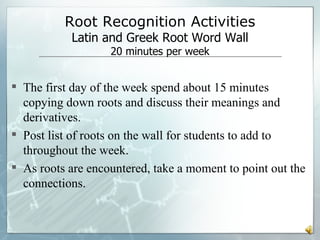 Learning science vocabulary through knowledge of Greek and Latin roots ...