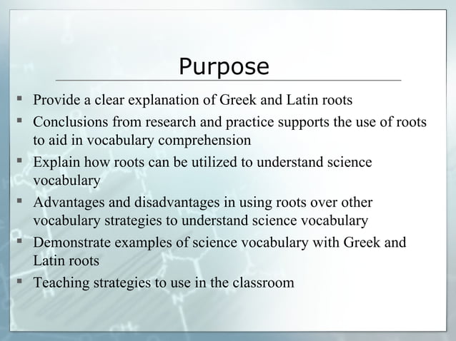 Learning science vocabulary through knowledge of Greek and Latin roots ...