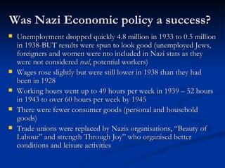 Nazi Economy General Presentation | PPT | Economy | Business and Finance