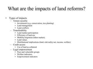 New Land Reforms And Their Impacts | PPT