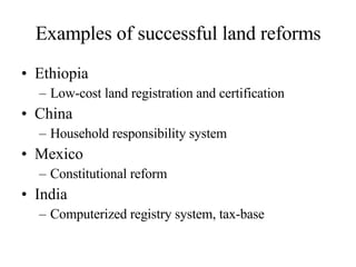 New Land Reforms And Their Impacts | PPT