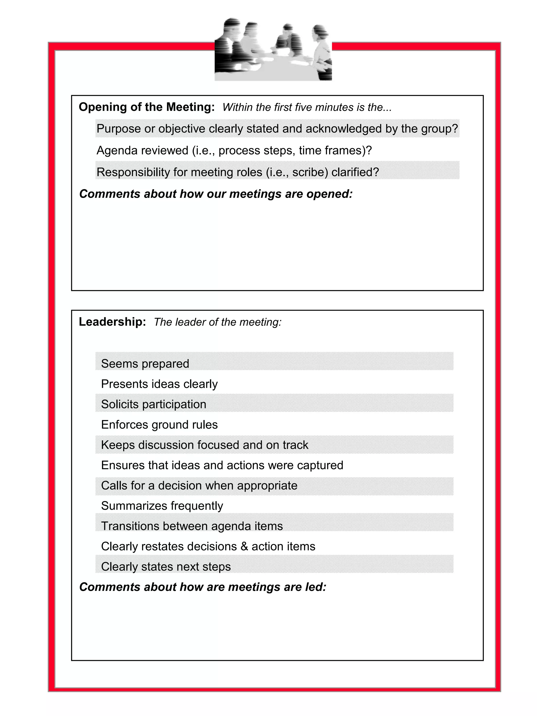 Assessing Team Meeting Effectiveness | PDF Assessing Team Meeting Effectiveness | PDF