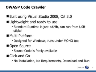 Owasp Code Crawler Presentation | PPT