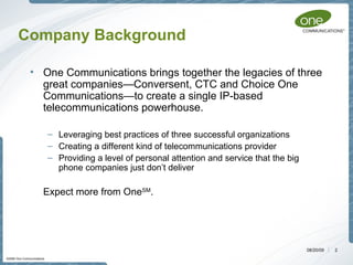 One Communications Power Point | PPT