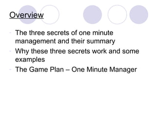 One Minute Manager | PPT