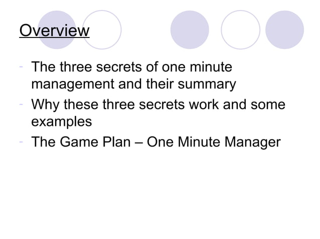 One Minute Manager | PPT