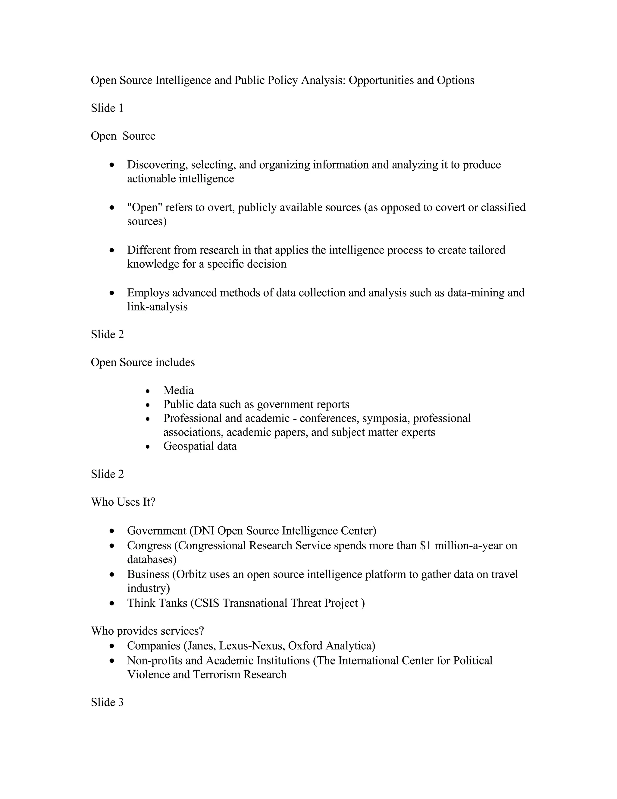Open Source Intelligence And Public Policy Analysis | PDF | Free Download