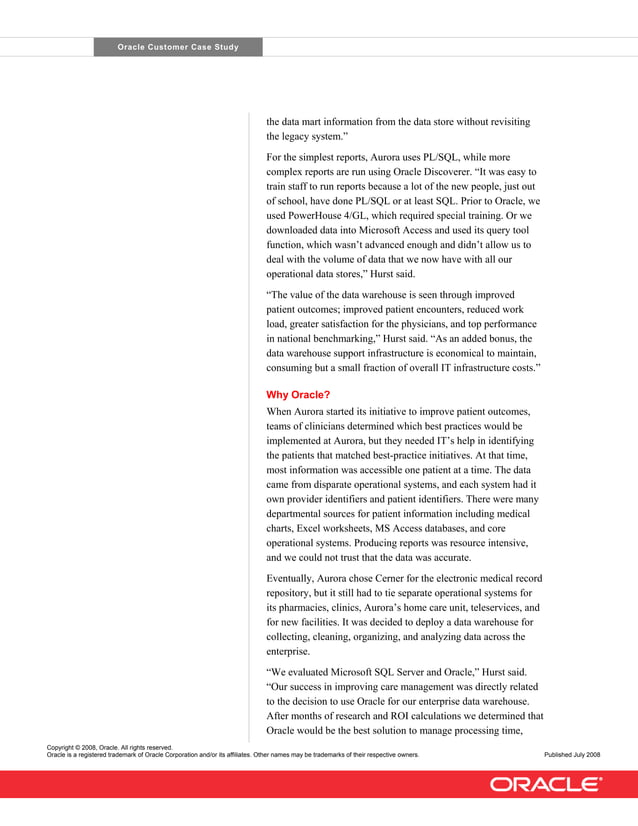Oracle Case Study | PDF