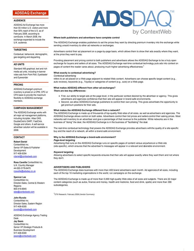 Overview Of Context Web.Adsdaq | PDF