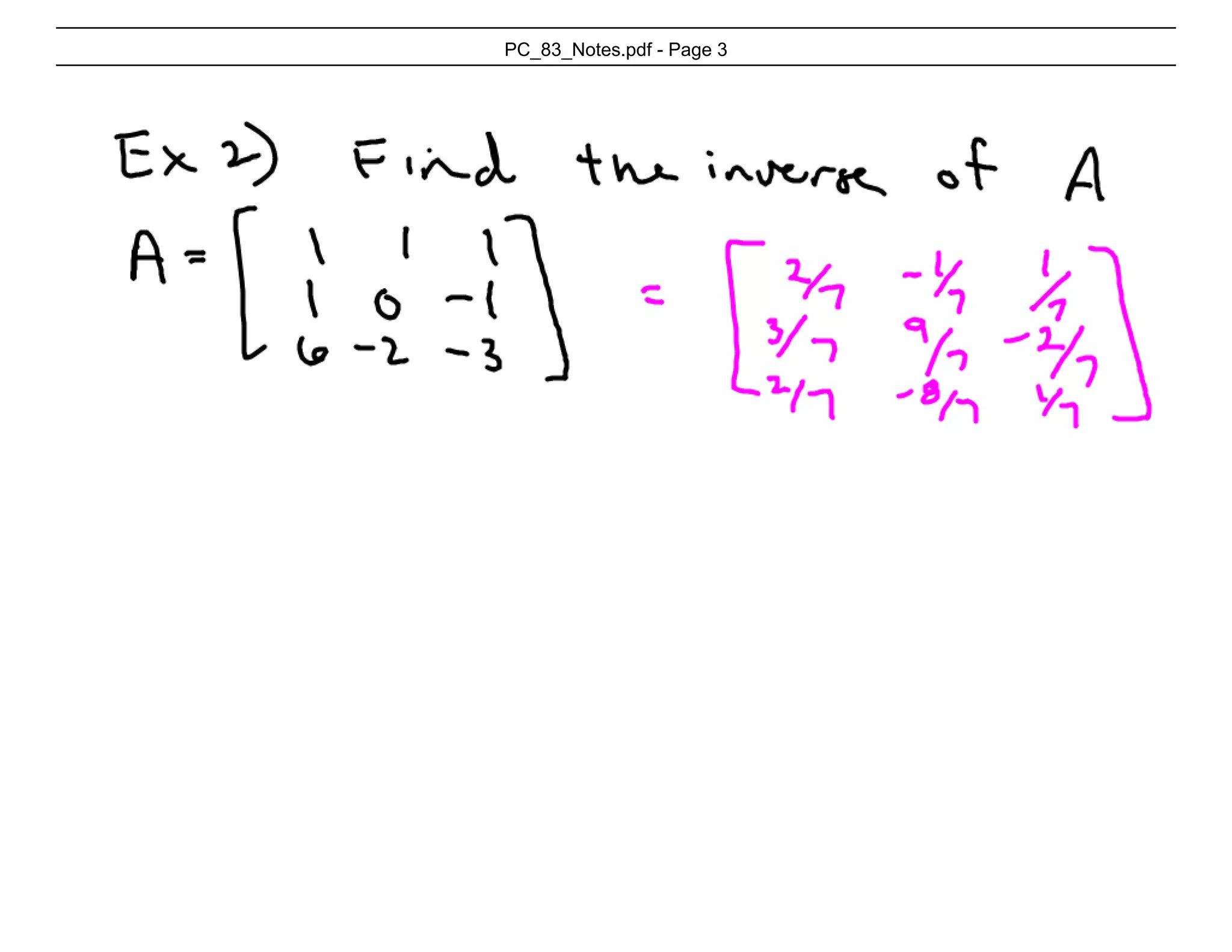 PC 8.3 Notes Inverse Matrices | PDF