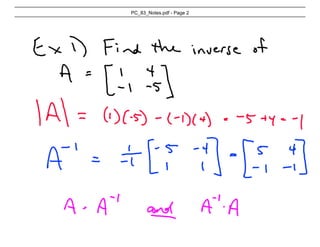 PC 8.3 Notes Inverse Matrices | PDF
