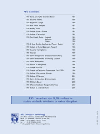 PSG Tech College Profile | PDF