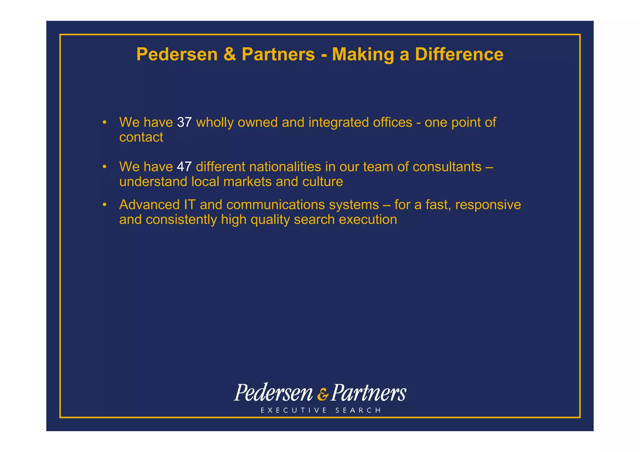 Pedersen & Partners Presentation | PDF