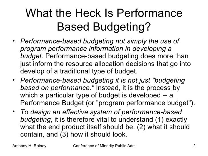 Performance Based Budgeting