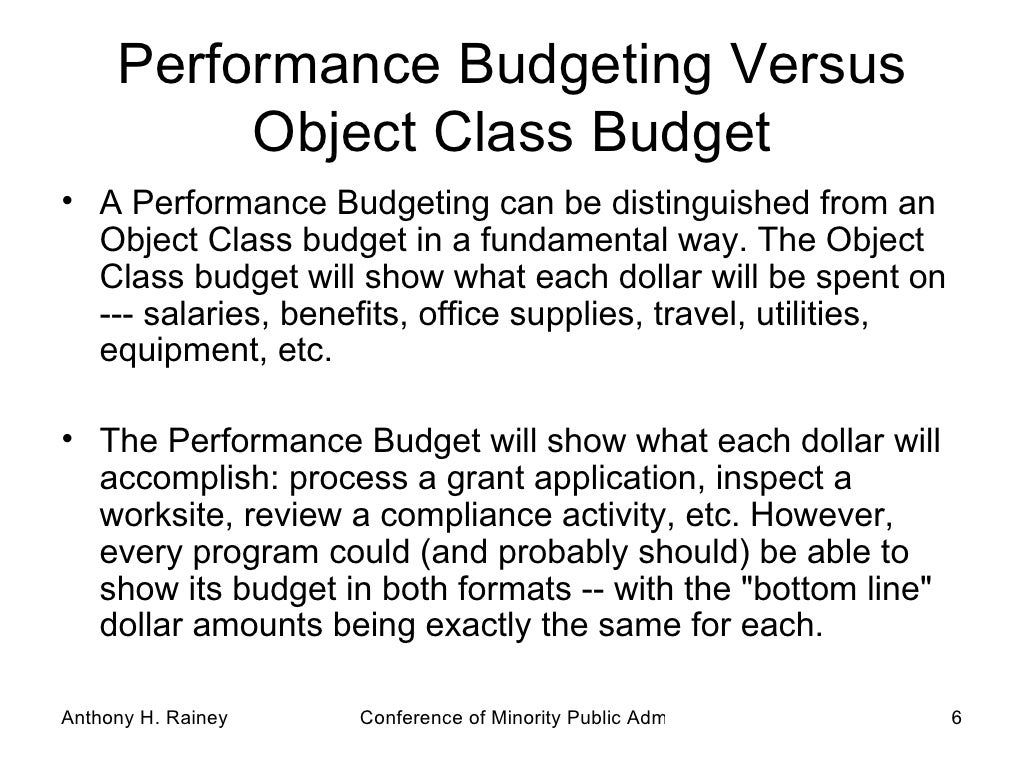 Performance Based Budgeting