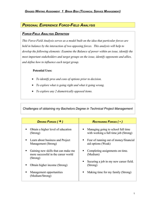 Personal Force Field Analysis | DOC