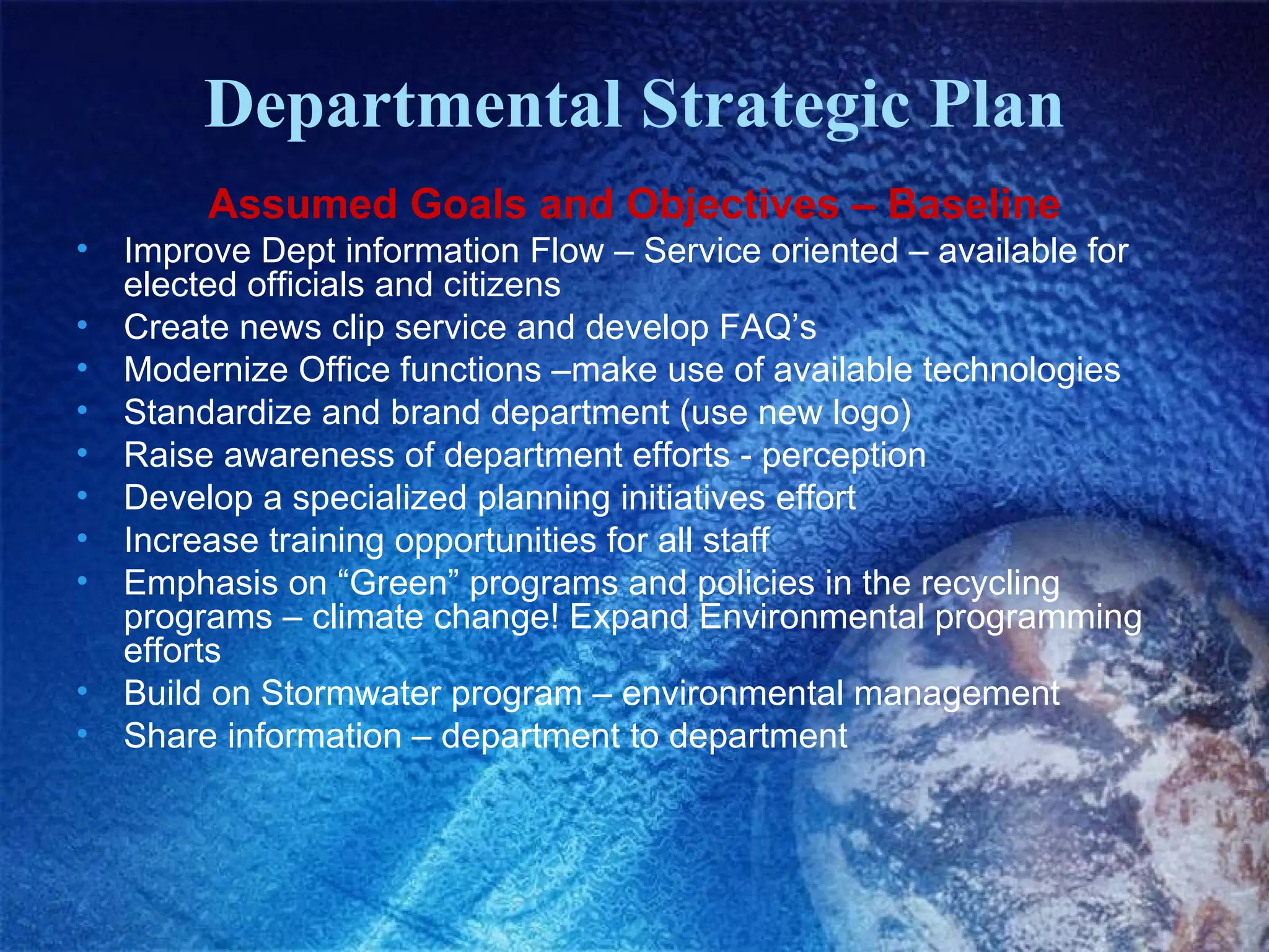 Planning And Development Department Strategic Operational Plan | PPT
