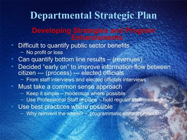Planning And Development Department Strategic Operational Plan | PPT