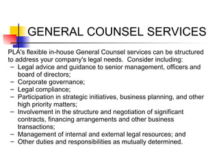 Practical Legal Advantage General Counsel Services | PPT