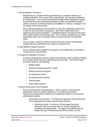 Precast Plant Quality System Documentation Set | DOC