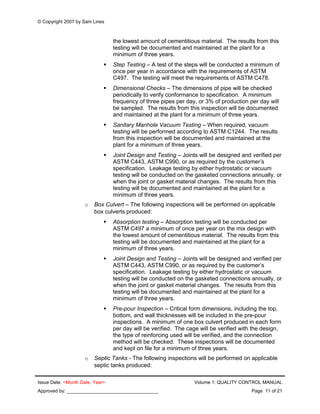 Precast Plant Quality System Documentation Set | DOC
