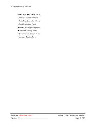 Precast Plant Quality System Documentation Set | DOC