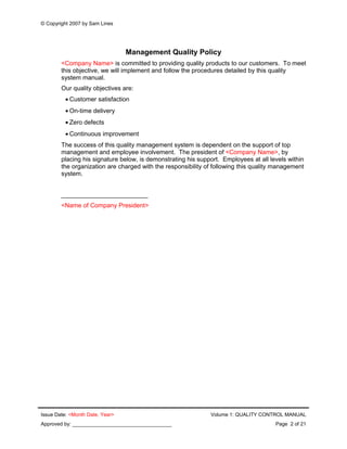 Precast Plant Quality System Documentation Set | DOC