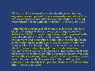 Recommendations For Robert Ciresi | PPT | Resume Writing and Advice ...