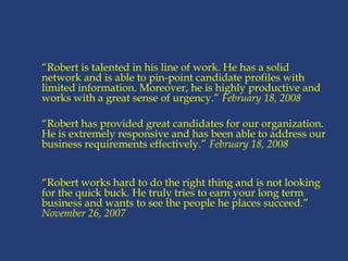 Recommendations For Robert Ciresi | PPT | Resume Writing and Advice ...