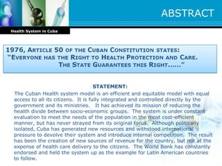 Presentation Health System In Cuba Version 3 2811 | PPT