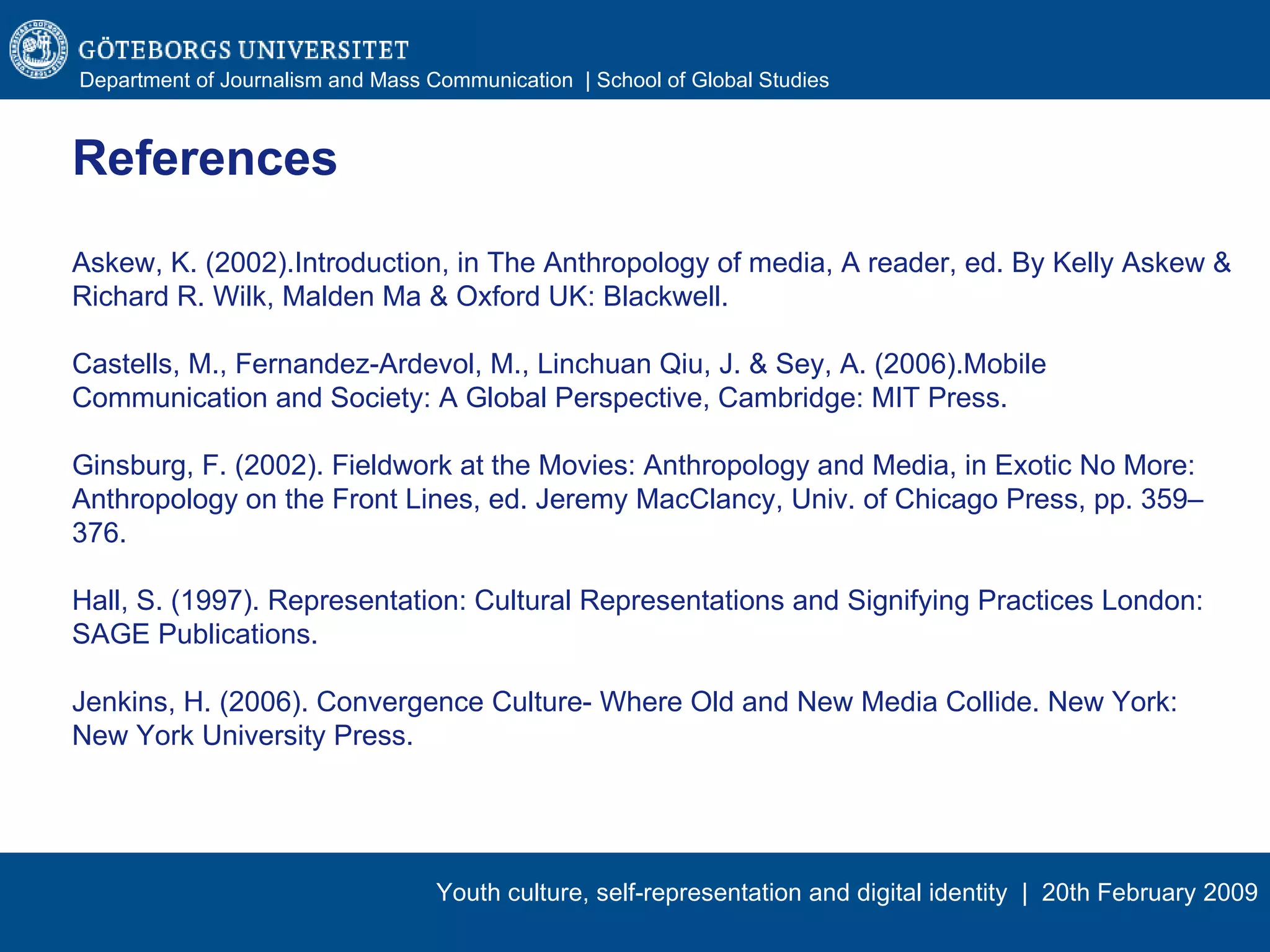 Youth Culture, Self-Representation and Digital Identity | PPT