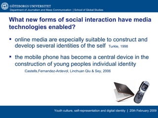 Youth Culture, Self-Representation and Digital Identity | PPT