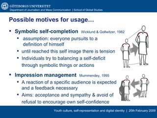 Youth Culture, Self-Representation and Digital Identity | PPT