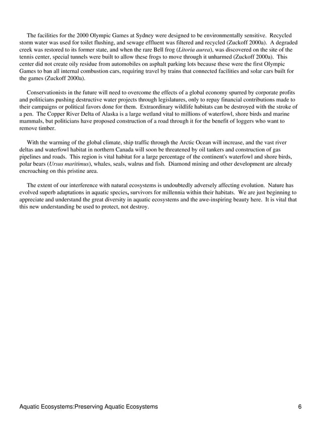 Preserving Aquatic Ecosystems | PDF