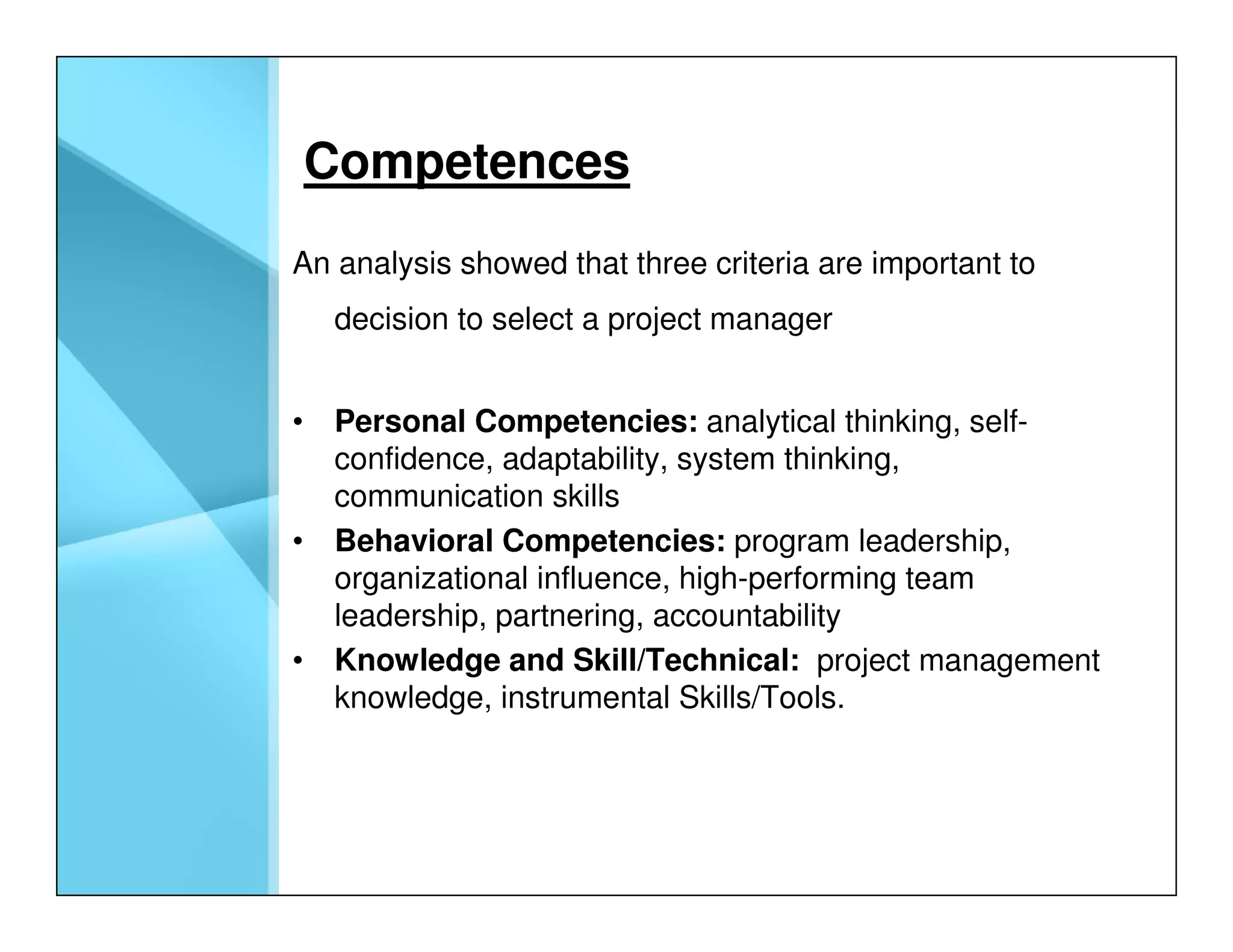 Project Manager Competences And Selection | PDF