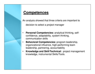 Project Manager Competences And Selection | PDF