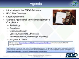 Remote Deposit Capture Risk Management & FFIEC Complaince | PDF