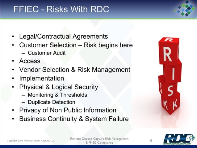 Remote Deposit Capture Risk Management & FFIEC Complaince | PDF