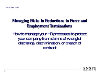 Reductions in Force - Managing Risks | PPT