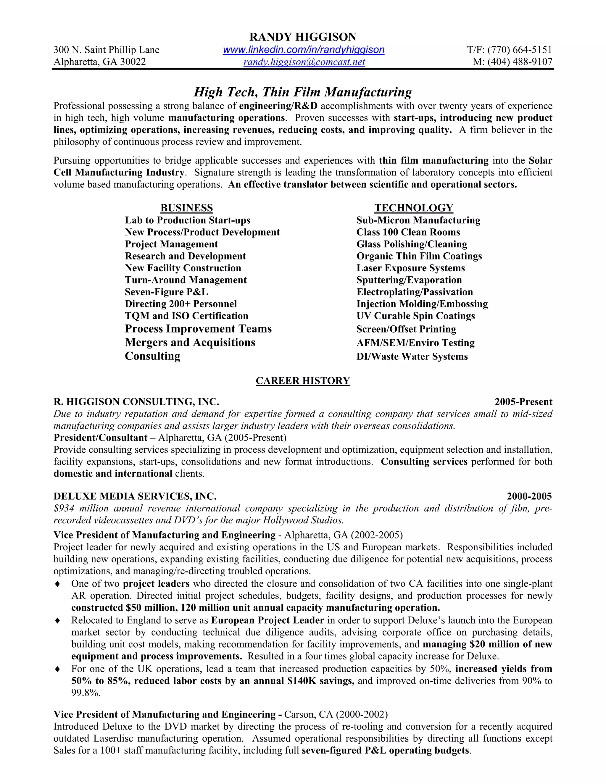 Randy Higgison Resume | PDF