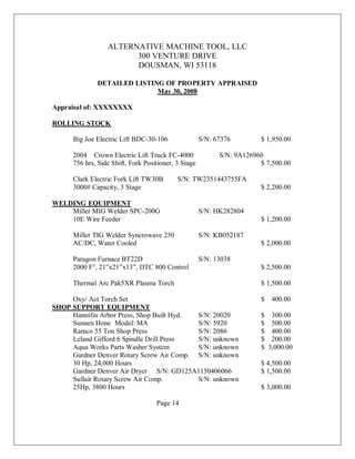 Sample Machinery Appraisal | PDF