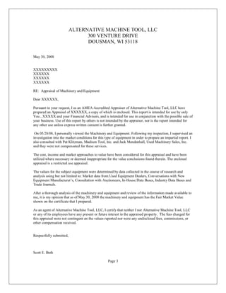 Sample Machinery Appraisal | PDF