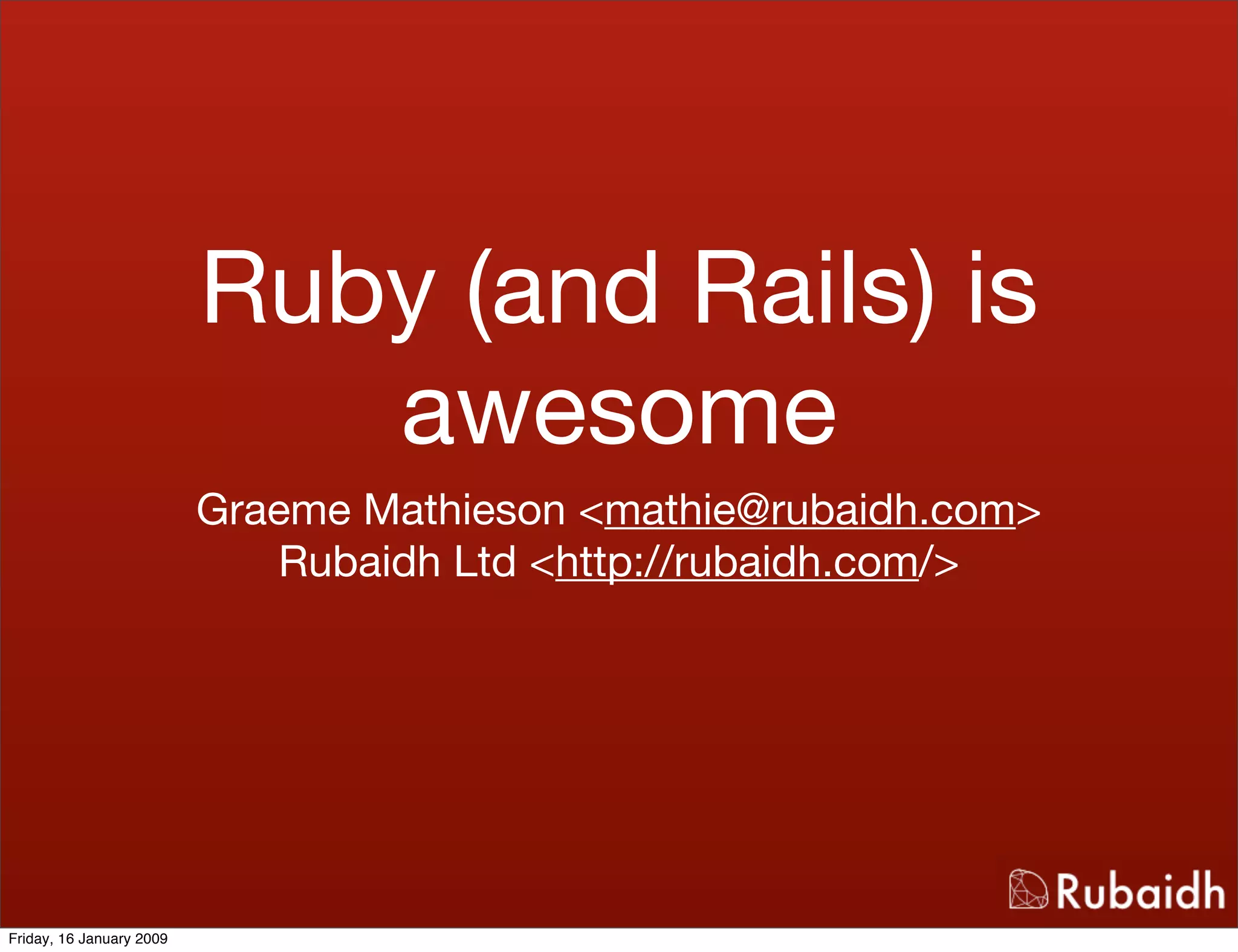 Ruby And Rails Is Awesome | PPT