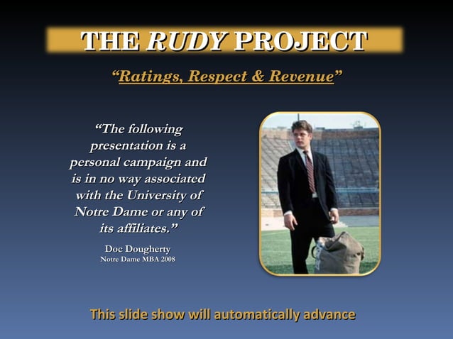 The Rudy Project - A personal campaign to encourage NBC to nationally ...