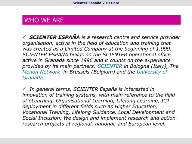 Scienter ES Visit Card | PPT